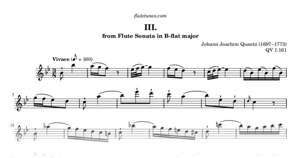 Vivace from Flute Sonata in B-flat major, QV 1:161 (J.J. Quantz) - Free ...