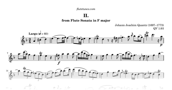 Largo from Flute Sonata in F major, QV 1:93 (J.J. Quantz) - Free Flute ...
