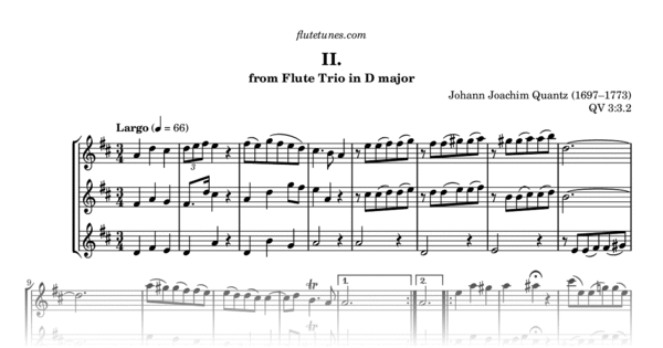 Largo from Flute Trio in D major, QV 3:3.2 (J.J. Quantz) - Free Flute ...