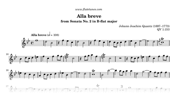 Alla breve from Sonata No. 2 in B-flat major (J.J. Quantz) - Free Flute ...