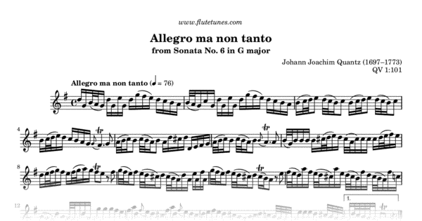 Allegro ma non tanto from Sonata No. 6 in G major (J.J. Quantz) - Free ...