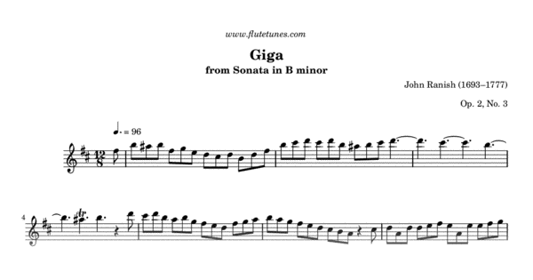 Giga from Flute Sonata No. 3 in B minor (J. Ranish) - Free Flute Sheet ...