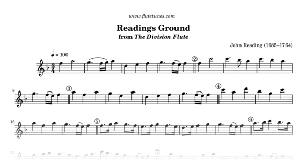 Readings Ground from The Division Flute, Part I (J. Reading) - Free ...