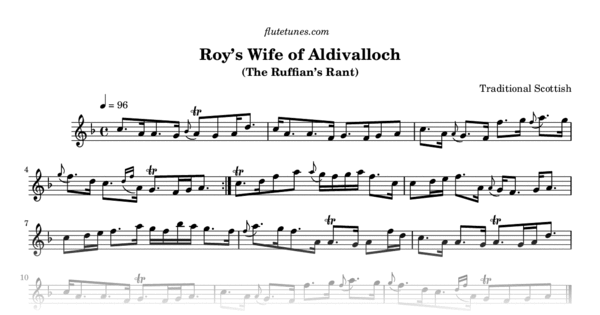 Roy's Wife of Aldivalloch (Trad. Scottish) - Free Flute Sheet Music ...