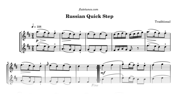 Russian Quick Step (Traditional) - Free Flute Sheet Music | flutetunes.com