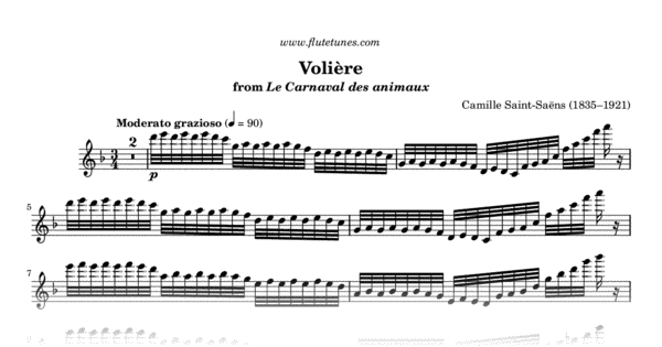Aviary from The Carnival of the Animals (C. Saint-Saëns) - Free Flute ...