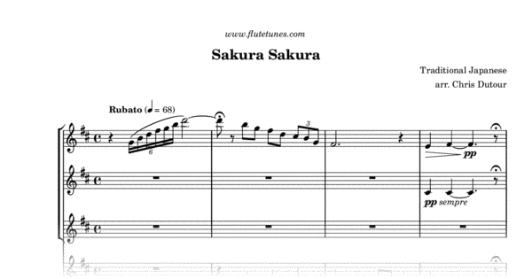 Sakura Sakura (Trad. Japanese) - Free Flute Sheet Music | flutetunes.com
