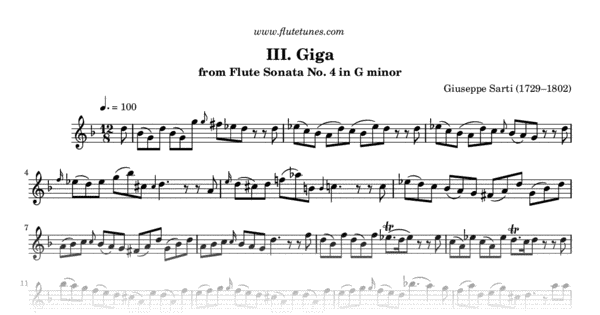 Giga from Flute Sonata No. 4 in G minor (G. Sarti) - Free Flute Sheet ...