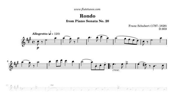 Rondo from Piano Sonata No. 20 (F. Schubert) - Free Flute Sheet Music ...