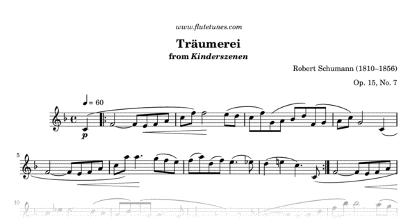 Träumerei from Kinderszenen (R. Schumann) - Free Flute Sheet Music ...