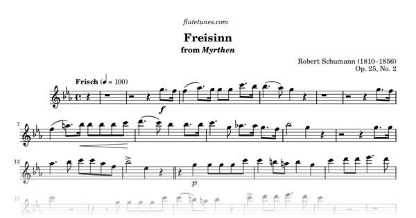 Freisinn from Myrthen (R. Schumann) - Free Flute Sheet Music ...