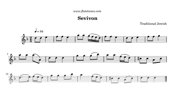 Sevivon (Trad. Jewish) - Free Flute Sheet Music | flutetunes.com
