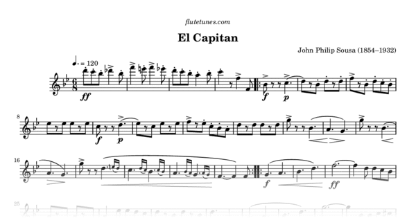 El Capitan (J.P. Sousa) - Free Flute Sheet Music | flutetunes.com