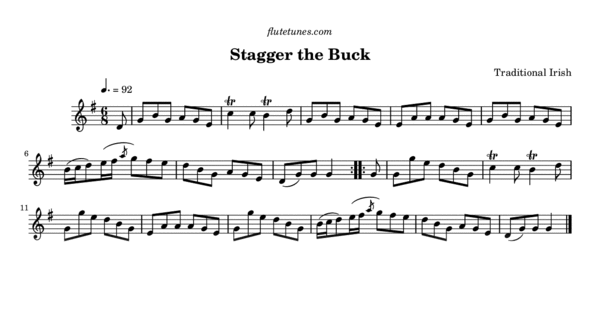 Stagger the Buck (Trad. Irish) - Free Flute Sheet Music | flutetunes.com