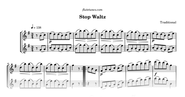 Stop Waltz (Traditional) - Free Flute Sheet Music | flutetunes.com
