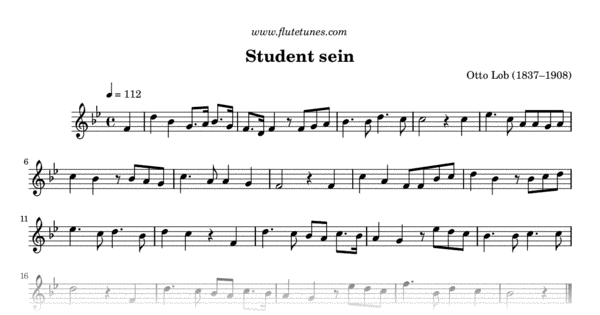 Student sein (O. Lob) - Free Flute Sheet Music | flutetunes.com