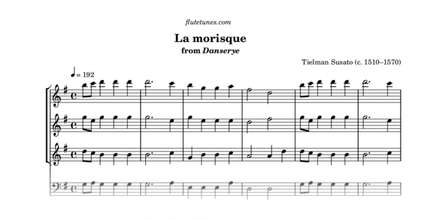 La morisque from Danserye (T. Susato) - Free Flute Sheet Music ...