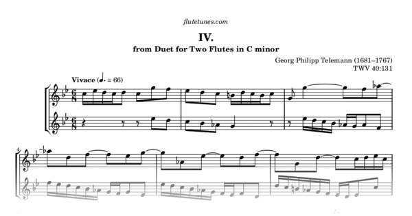 Vivace from Duet for Two Flutes in C minor, TWV 40:131 (G.P. Telemann ...