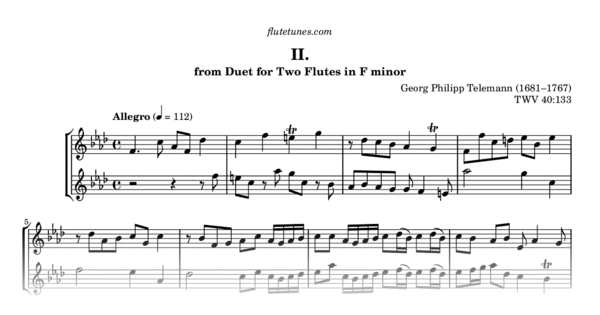 Allegro from Duet for Two Flutes in F minor, TWV 40:133 (G.P. Telemann ...