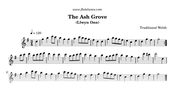 The Ash Grove (Trad. Welsh) - Free Flute Sheet Music | flutetunes.com
