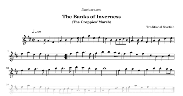 The Banks of Inverness (Trad. Scottish) - Free Flute Sheet Music ...