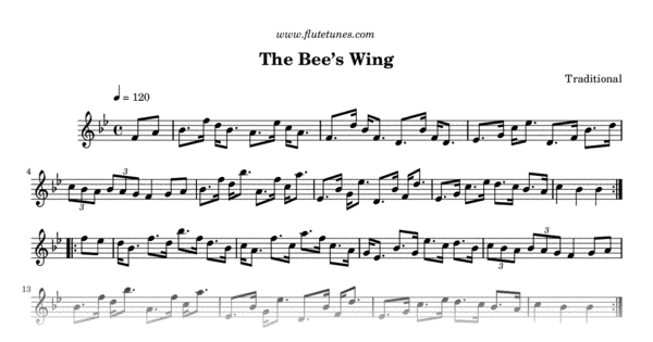 The Bee's Wing (Traditional) - Free Flute Sheet Music | flutetunes.com
