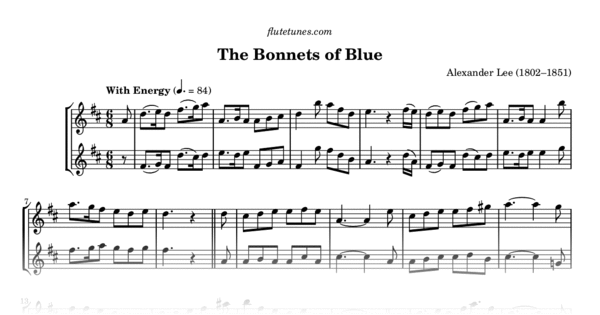 The Bonnets of Blue (A. Lee) - Free Flute Sheet Music | flutetunes.com
