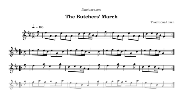 The Butchers' March (Trad. Irish) - Free Flute Sheet Music | flutetunes.com
