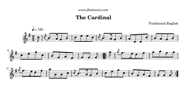 The Cardinal (Trad. English) - Free Flute Sheet Music | flutetunes.com