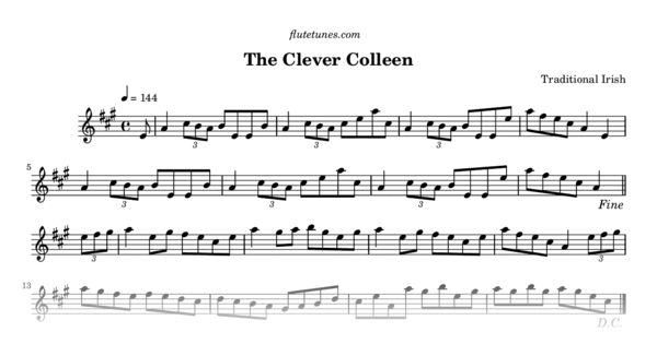 The Clever Colleen (Trad. Irish) - Free Flute Sheet Music | flutetunes.com