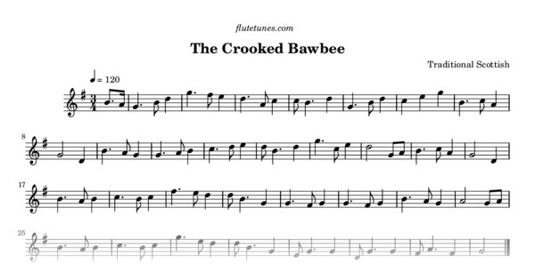 The Crooked Bawbee (Trad. Scottish) - Free Flute Sheet Music ...