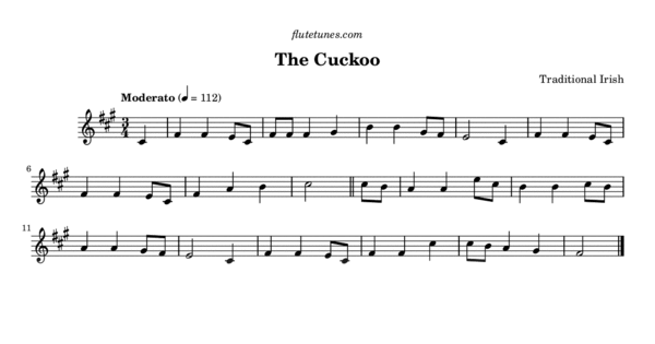 The Cuckoo (Trad. Irish) - Free Flute Sheet Music | flutetunes.com