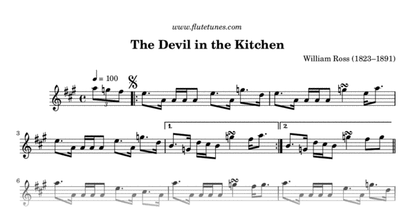 The Devil in the Kitchen (W. Ross) - Free Flute Sheet Music ...