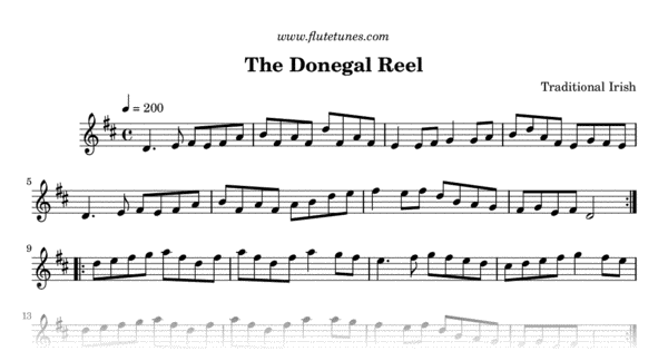 The Donegal Reel (Trad. Irish) - Free Flute Sheet Music | flutetunes.com