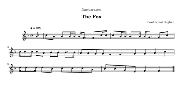 The Fox (Trad. English) - Free Flute Sheet Music | flutetunes.com
