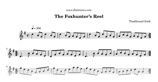 The Foxhunter's Reel (Trad. Irish) - Free Flute Sheet Music ...