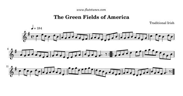 The Green Fields of America (Trad. Irish) - Free Flute Sheet Music ...