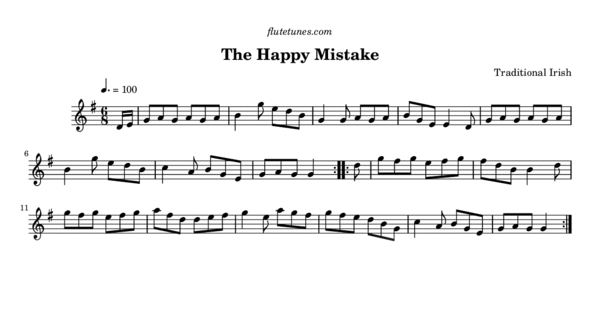 The Happy Mistake (Trad. Irish) - Free Flute Sheet Music | flutetunes.com