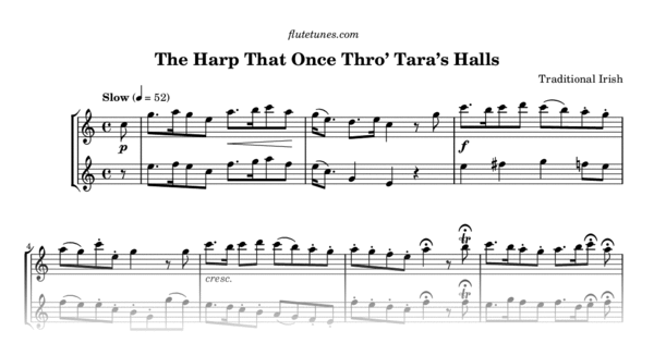 The Harp That Once Thro' Tara's Halls (Trad. Irish) - Free Flute Sheet ...