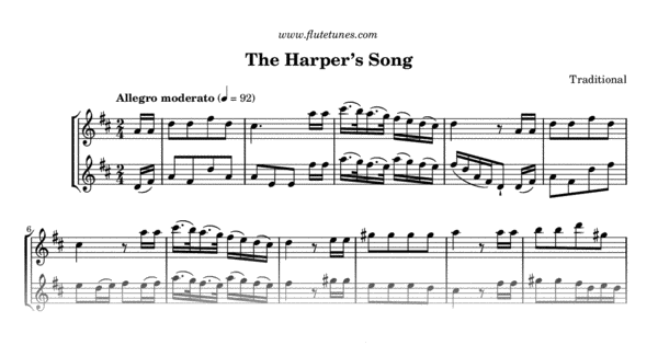 The Harper's Song (Traditional) - Free Flute Sheet Music | flutetunes.com