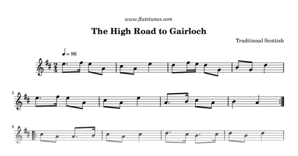 The High Road to Gairloch (Trad. Scottish) - Free Flute Sheet Music ...