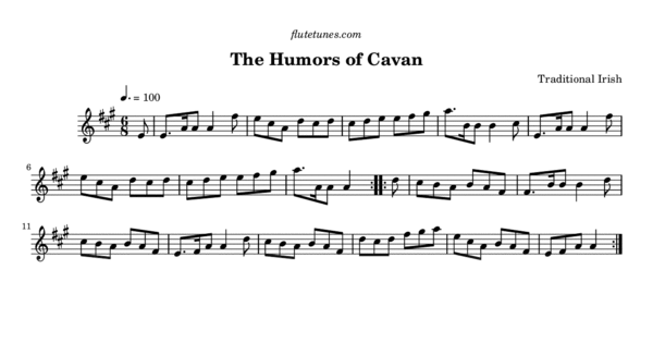 The Humors of Cavan (Trad. Irish) - Free Flute Sheet Music | flutetunes.com