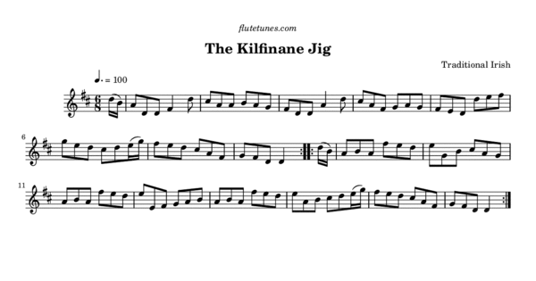 The Kilfinane Jig (Trad. Irish) - Free Flute Sheet Music | flutetunes.com