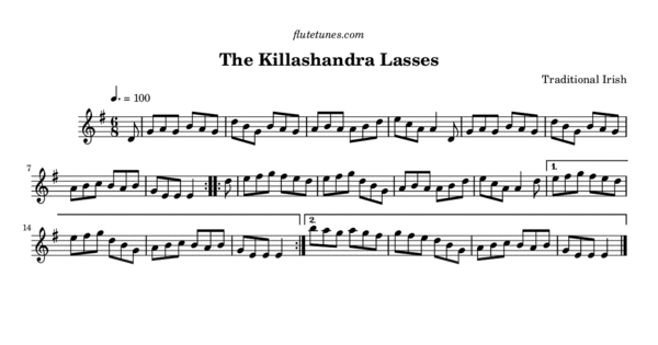 The Killashandra Lasses (Trad. Irish) - Free Flute Sheet Music ...