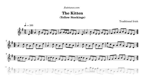 The Kitten (Trad. Irish) - Free Flute Sheet Music | flutetunes.com