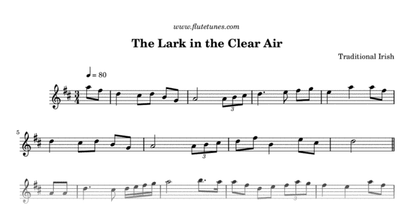 The Lark in the Clear Air (Trad. Irish) - Free Flute Sheet Music ...