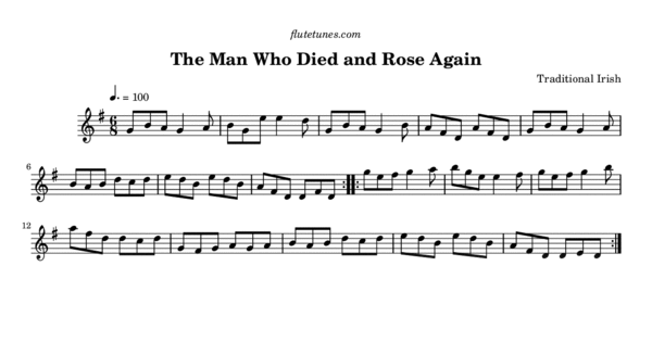 The Man Who Died and Rose Again (Trad. Irish) - Free Flute Sheet Music ...