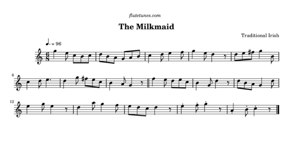 The Milkmaid (Trad. Irish) - Free Flute Sheet Music | flutetunes.com