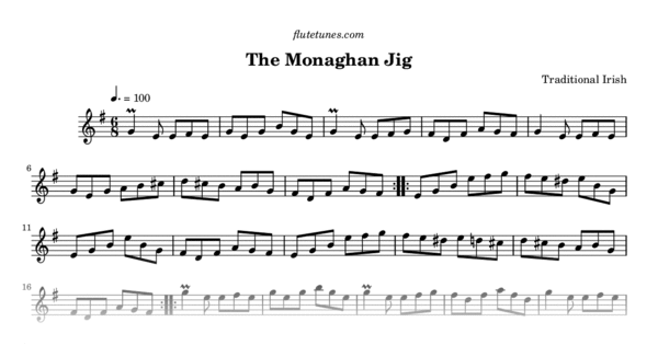 The Monaghan Jig (Trad. Irish) - Free Flute Sheet Music | flutetunes.com