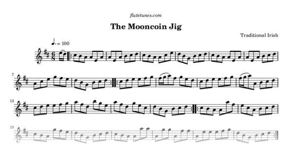 The Mooncoin Jig (Trad. Irish) - Free Flute Sheet Music | flutetunes.com